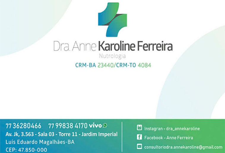 DRA ANNE KAROLINE FERREIRA NUTROLOGIA, 3628-0466 - Click & Disk